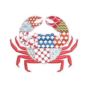 Patchwork Crab Patterned Animal With Pincers Crab Outline Machine ...