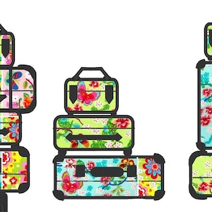 Suitcases Stacks Set of 3 Types Machine Embroidery Applique - Etsy