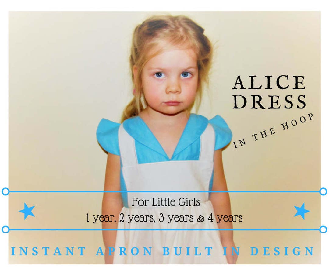 Alice in Wonderland Apron Dress ITH In-the-hoop Embroidery Project ...