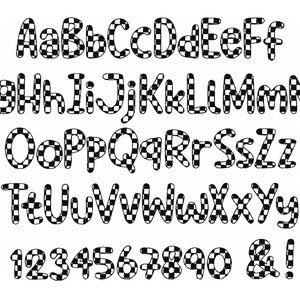 Checks Patterned Font 1 Color Alphabet Letters Numbers Machine ...