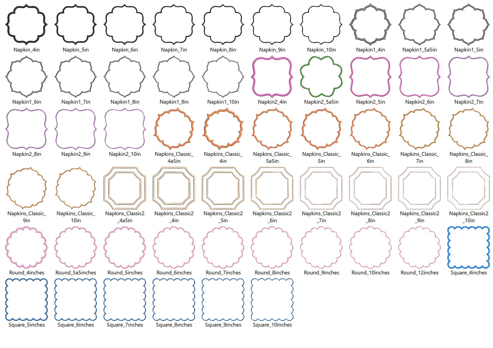 Coasters 8 Types in Assorted Sizes Coaster ITH in the Hoop - Etsy