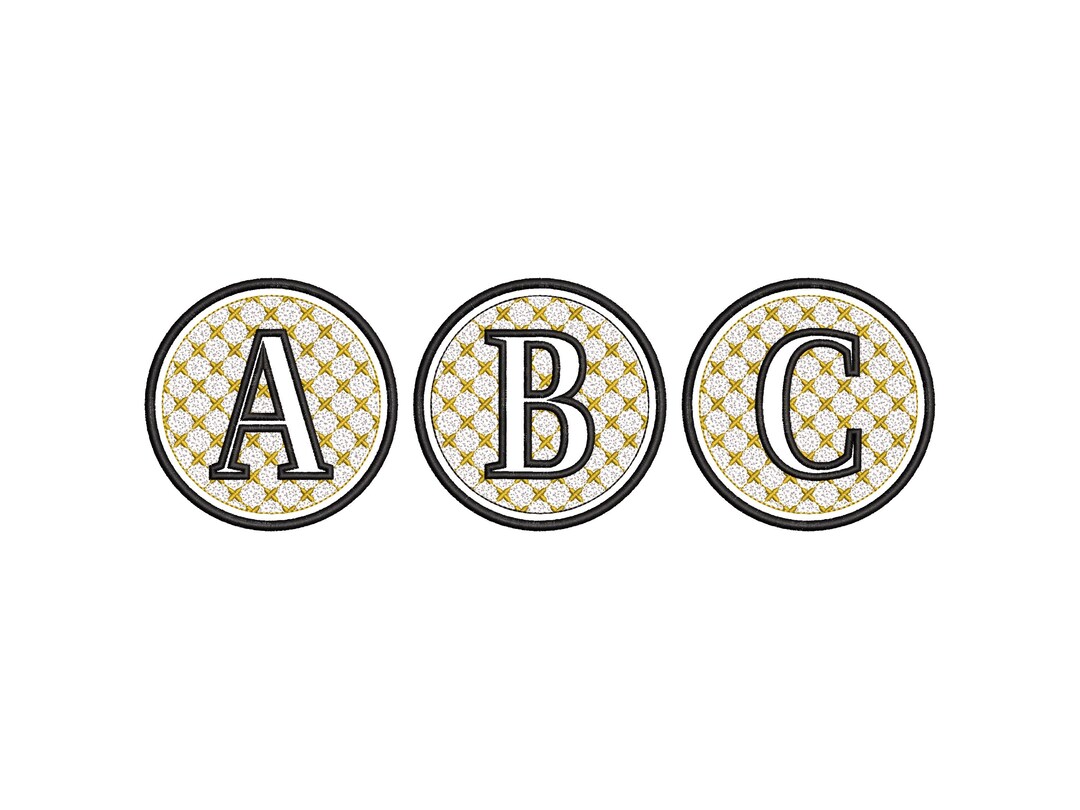 Embossed Classy Circle Monogram Terry Towel Font Alphabet Letters A-Z ...