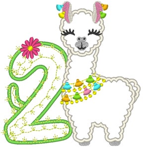 Llama Alpaca Birthday Cactus Number Set 1-9 Applique Designs Pretty ...