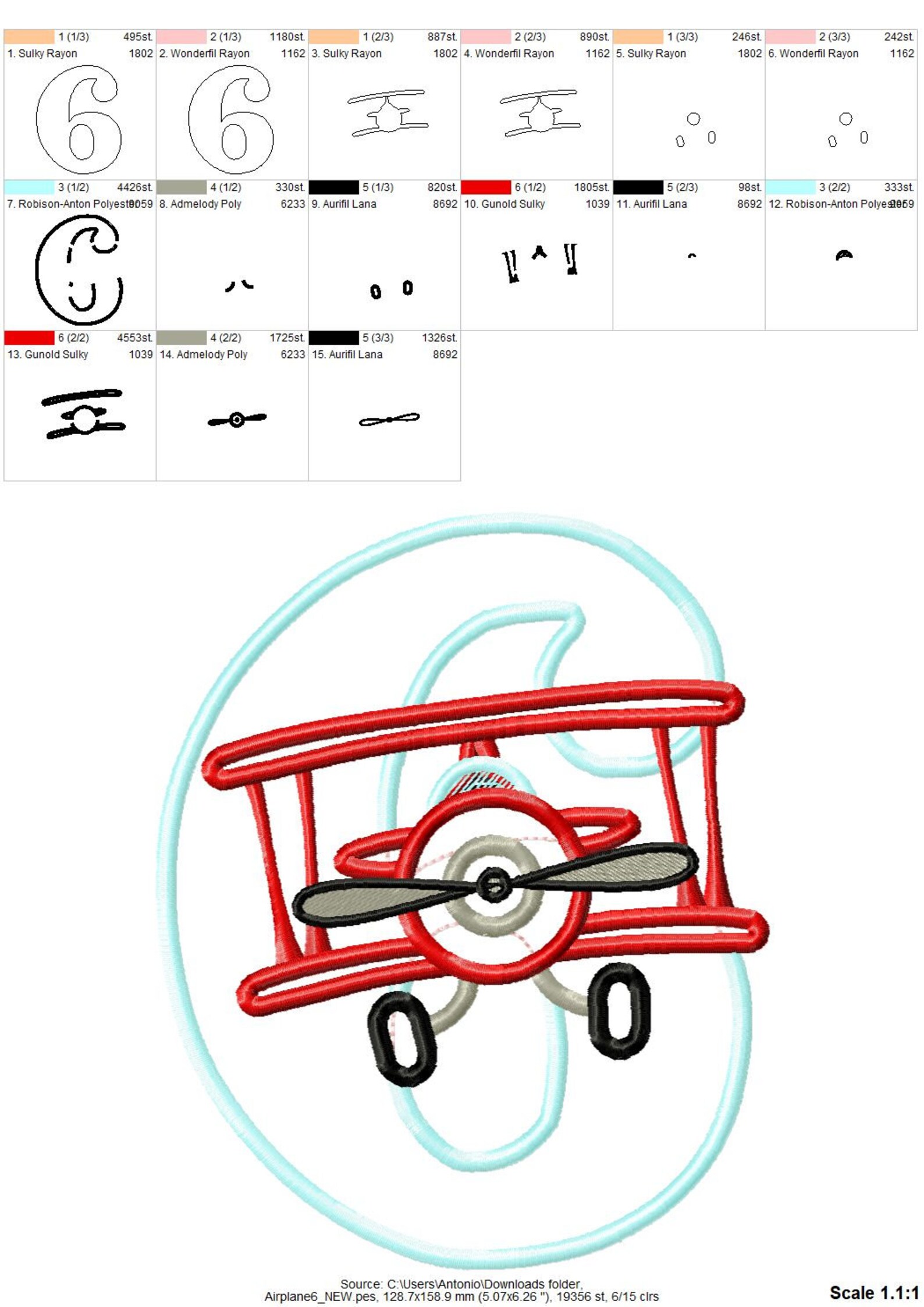 Airplane Birthday Number SIX 6 Applique Machine Embroidery - Etsy