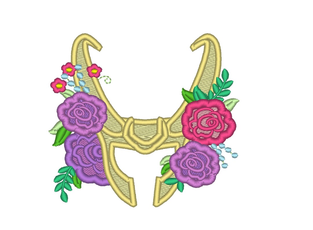 Loki Flowers Loki Mask With Flowers Floral Crown Roses Fill Stitch ...