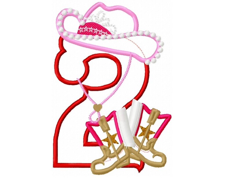 Girly Cowboy Birthday Number TWO Only One Number 2 Machine - Etsy