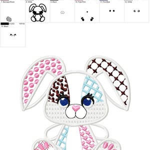 Cute Patterned Bunny Toy Applique Machine Embroidery Designs Kids Baby ...