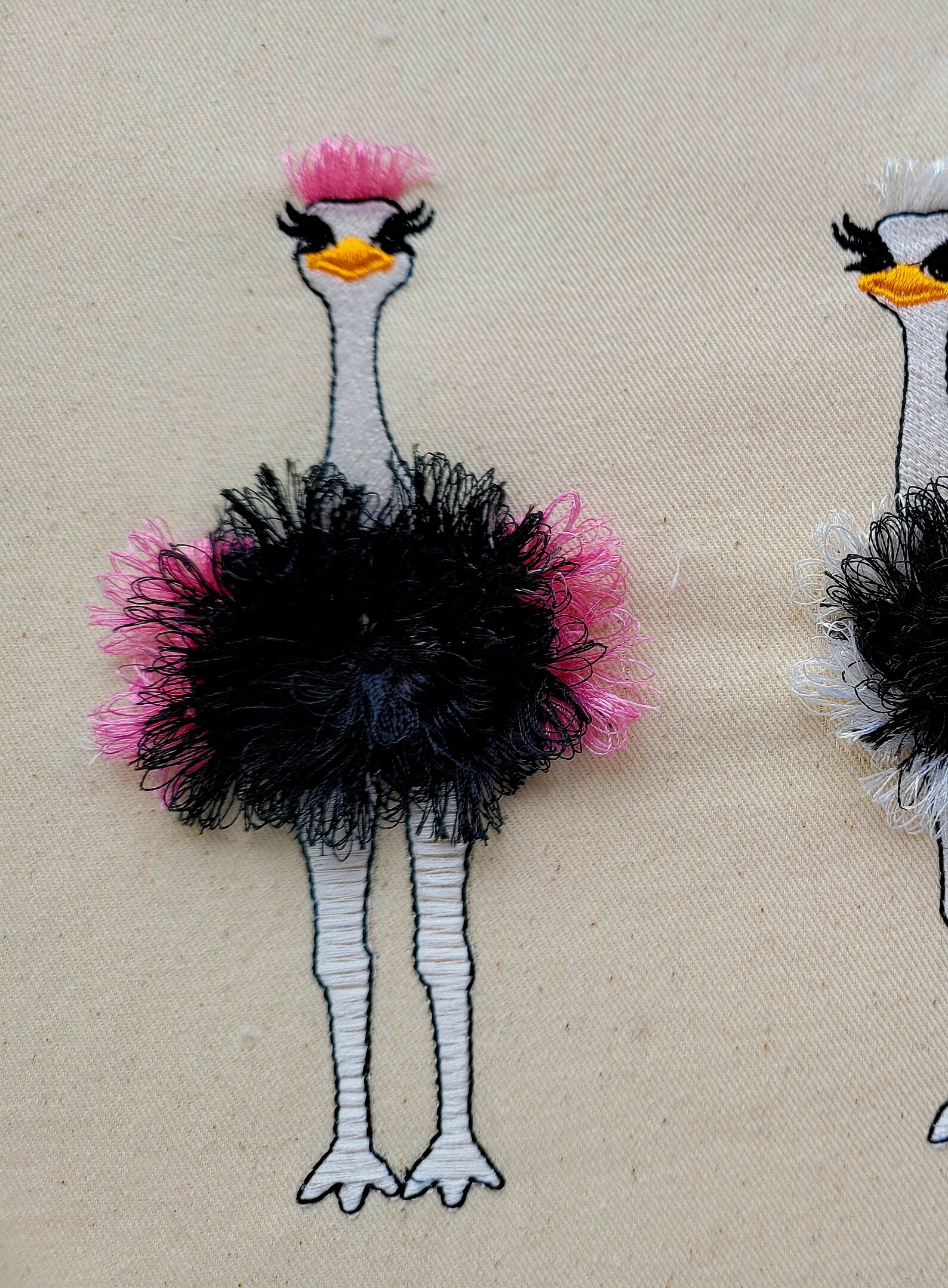 Fringed Fluffy Chenille Ostrich Bird Machine Embroidery - Etsy