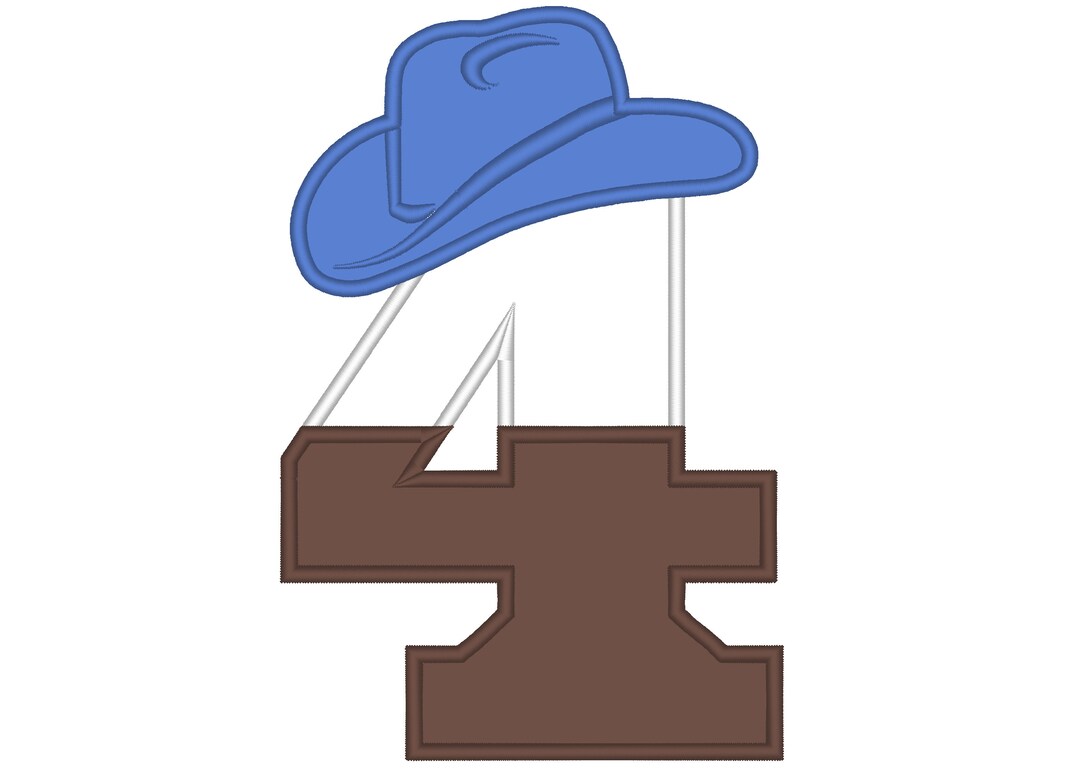 Little Cowboy 4 Number FOUR Embroidery Birthday Number Applique Cowboy ...