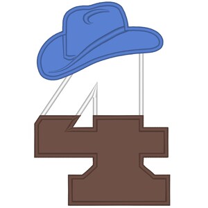 Little Cowboy 4 Number FOUR Embroidery Birthday Number Applique Cowboy ...