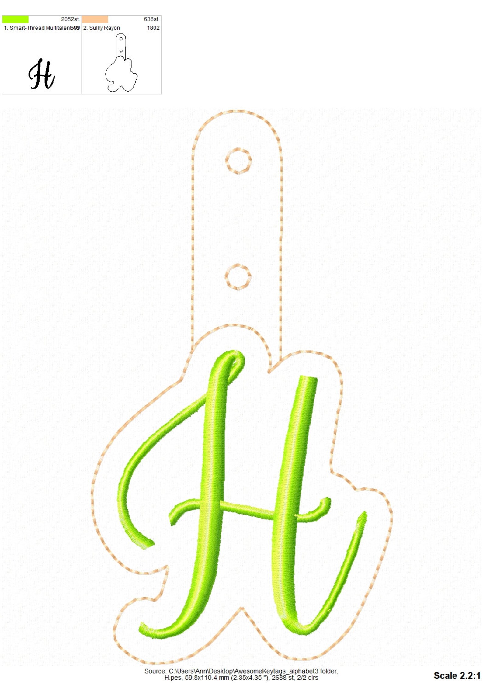 Key Fob Snap Tab Monogram Script Initial Letters From A up to Z in the ...