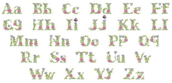 Meadow Flowers Font With Uppercase and Lower Case Letters - Etsy