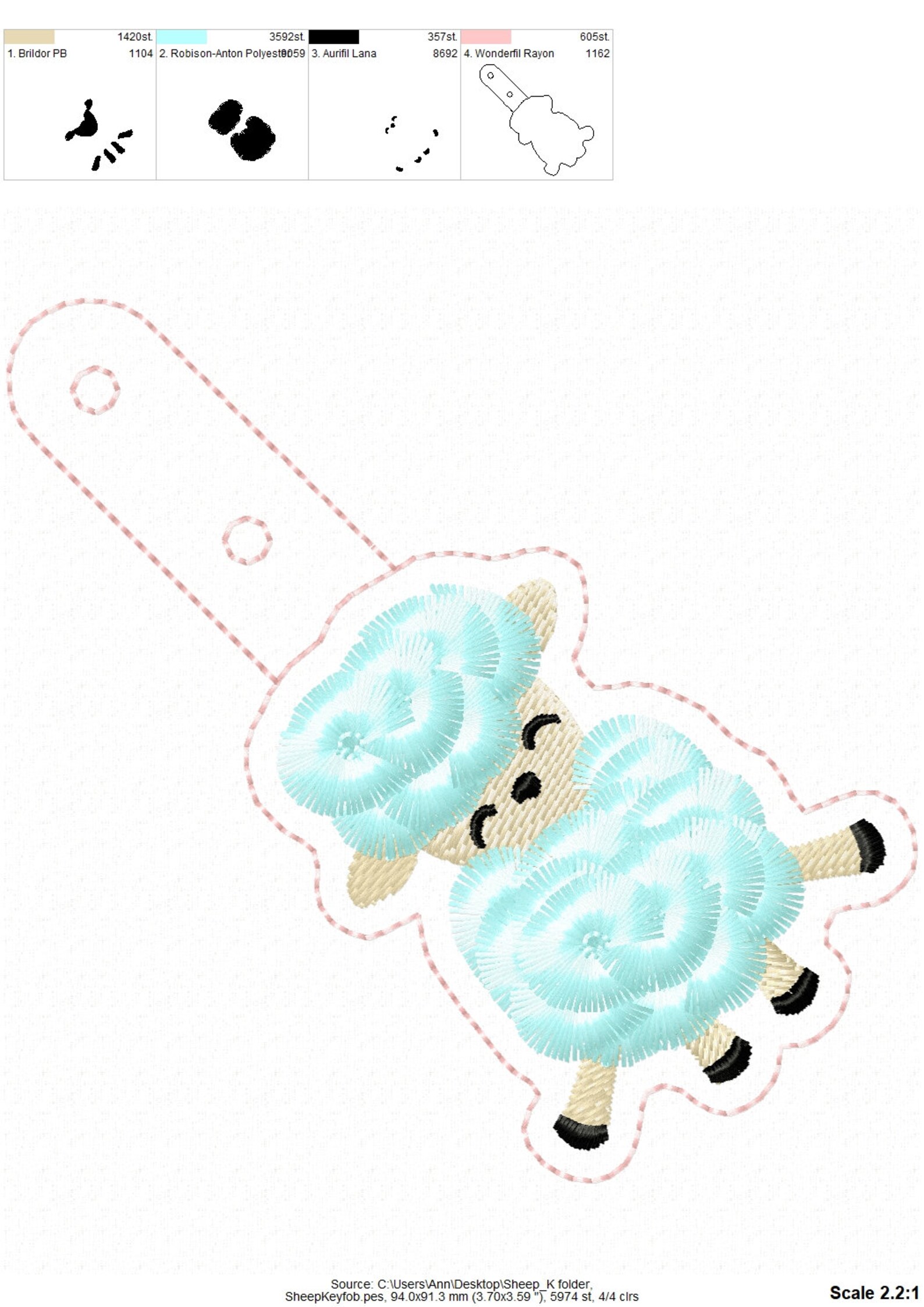 Fringed Sheep Key Fob Snap Tab in the Hoop Machine Embroidery Designs ...