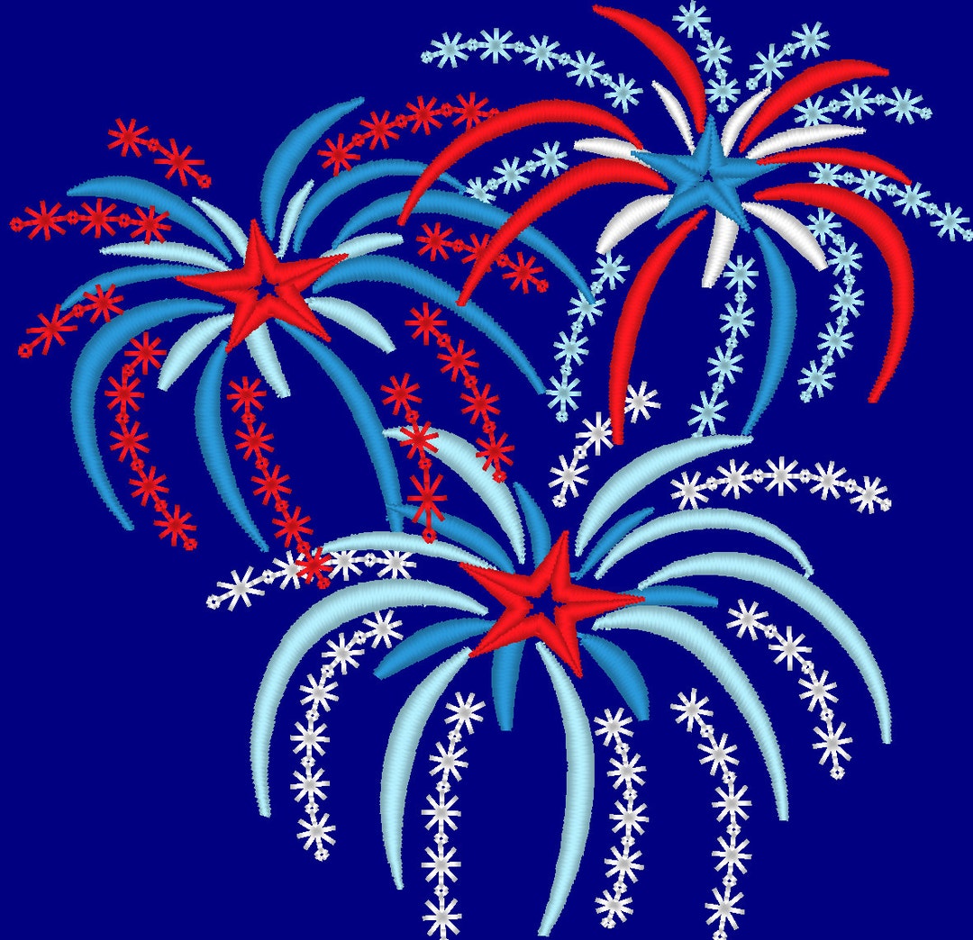 Fireworks Anniversary Firecracker Machine Embroidery Designs Sizes for ...