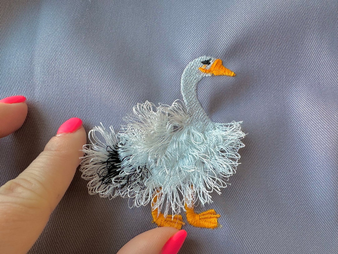 Fringed Fluffy Chenille Goose Farm Bird Animal Machine Embroidery ...