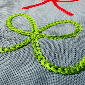 Hand Chain Stitch Effect Bow Set 4 Types Ribbon Bows Machine Embroidery ...