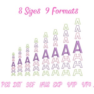 Stacked Font Satin Stitch and Outline Trend Alphabet Letters Awesome ...