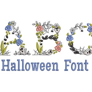 Halloween Spooky Floral Font Ghost Spider Web Boo Alphabet Cobweb Scary ...