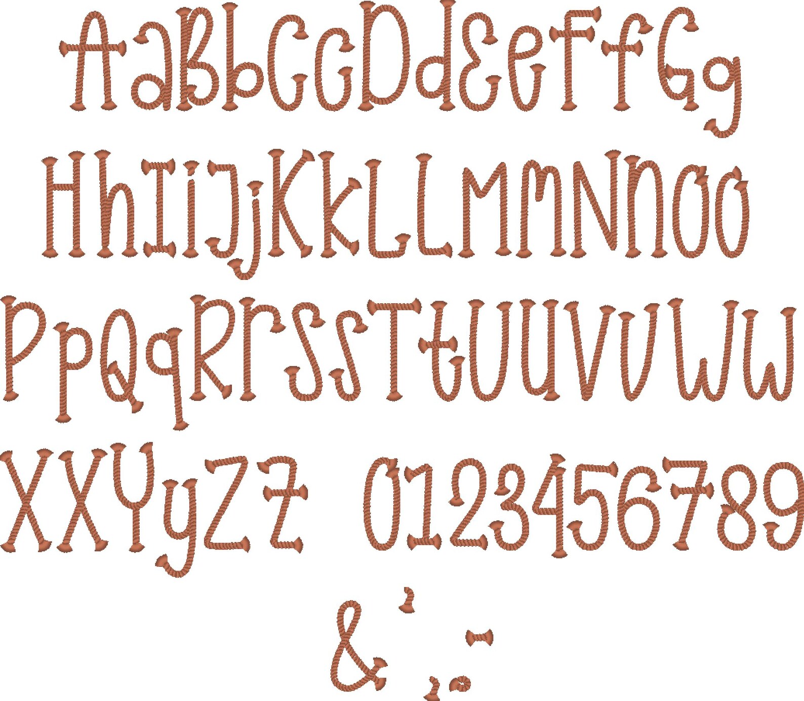 Rope FONT Alphabet Letters and Numbers Machine Embroidery Designs ...