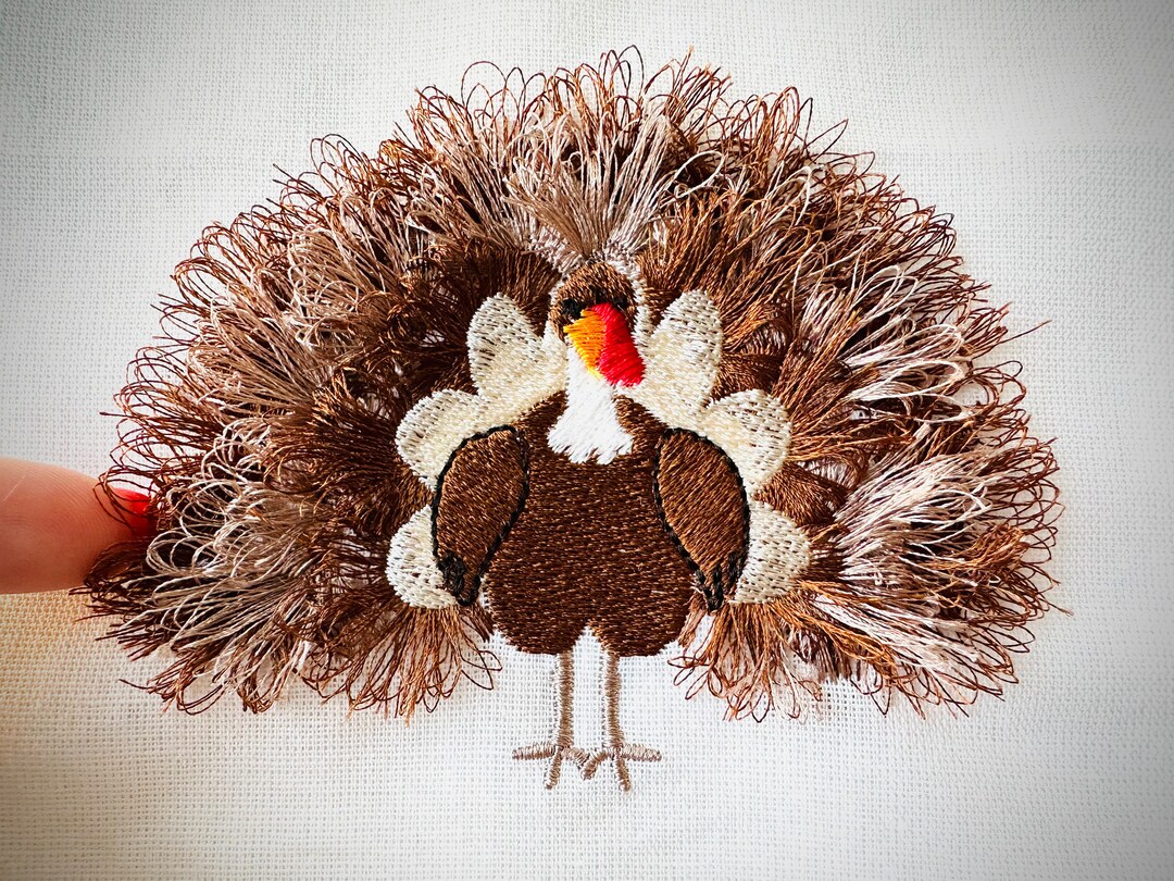 Fringed Fluffy Chenille Turkey Thanksgiving Thanks Fall Machine ...