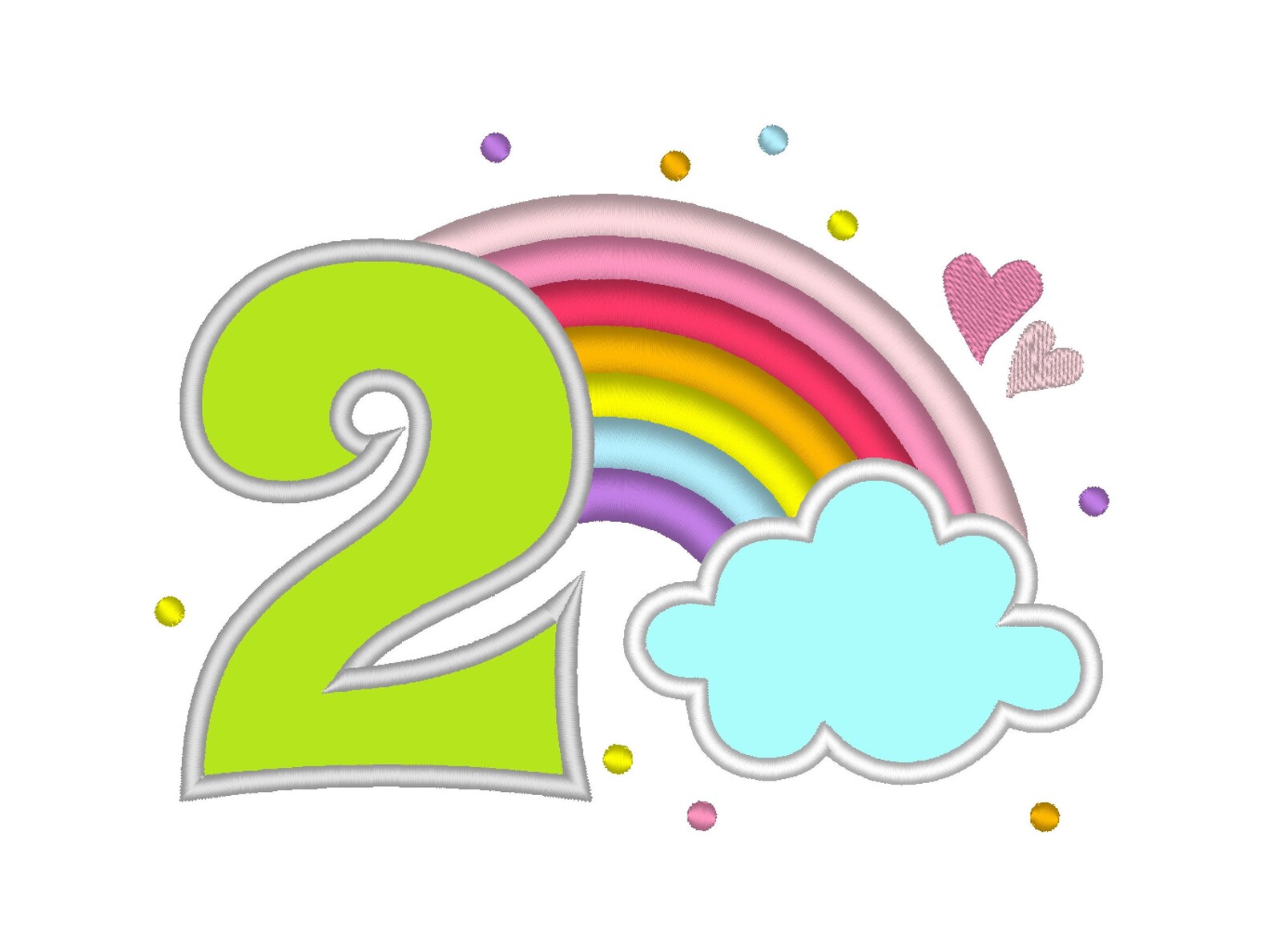 Cute Rainbow Birthday Number 2 TWO Machine Embroidery Applique - Etsy