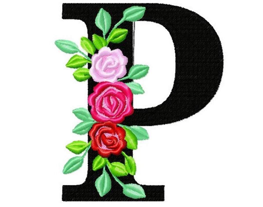 Roses Floral Individual Letter P Garden Flag Monogram Roses Crown ...