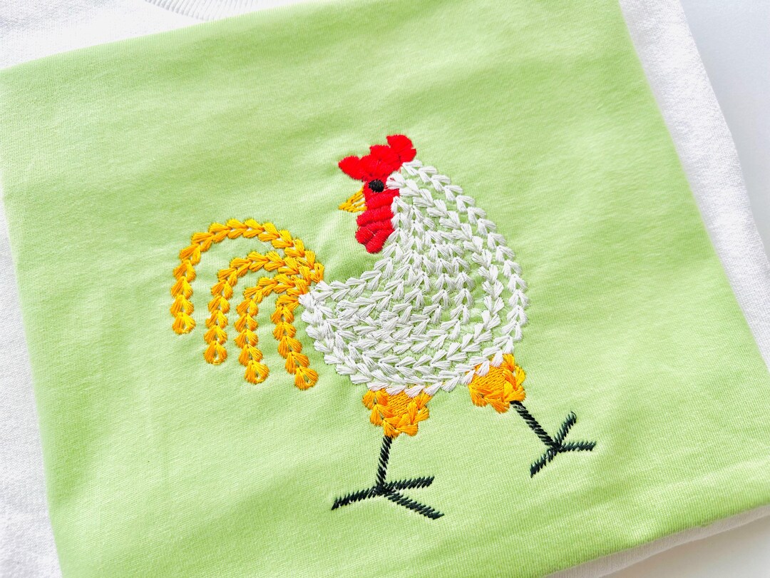 Awesome Chain Stitch Chicken Farm Bird Rooster Extra Bold Chain Stitch ...