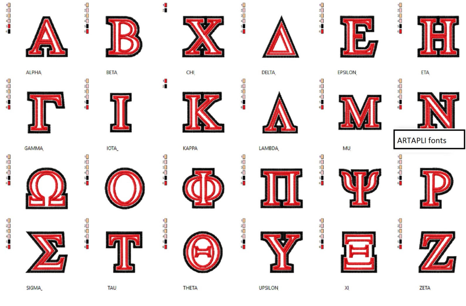 Whole Greek Font, Alphabet, ABC, Letters 2 Step Applique 2 Colors Greek ...