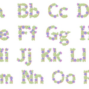 Spring Floral Font Flowered Alphabet Uppercase Lowercase Letters ...