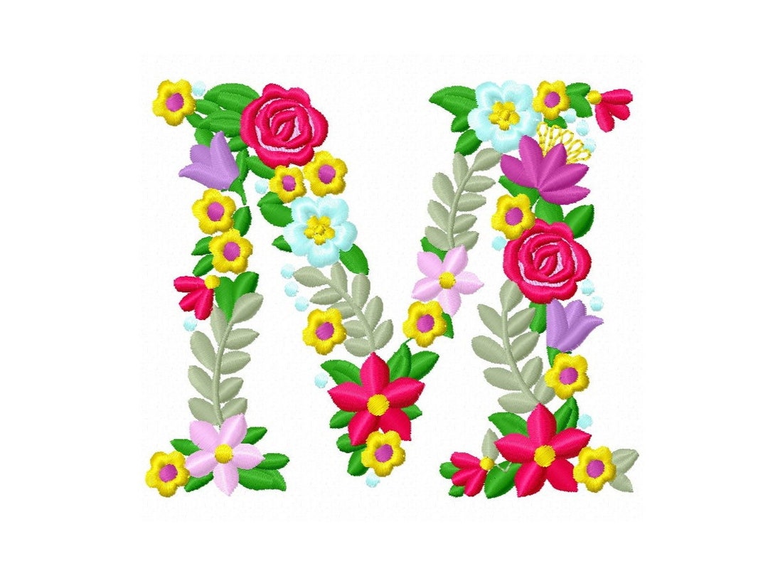 Fraternities & Sororities Floral Greek Font Letter MU Machine ...