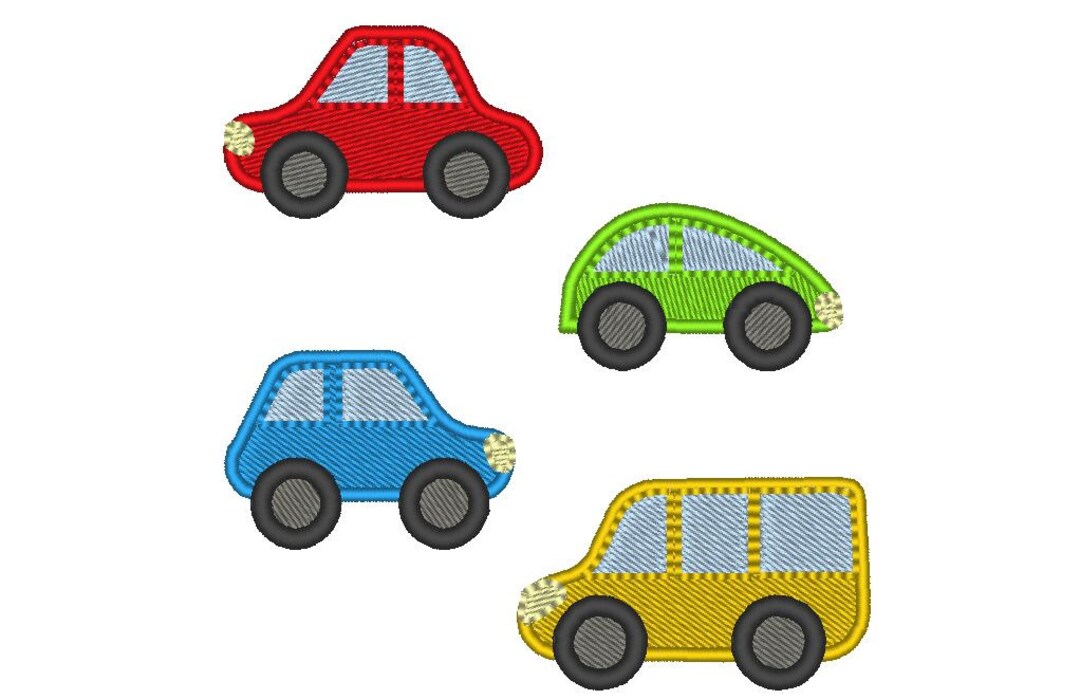 Cars Mini and Easy to Make - Machine Embroidery Designs SET of 4 Fill ...