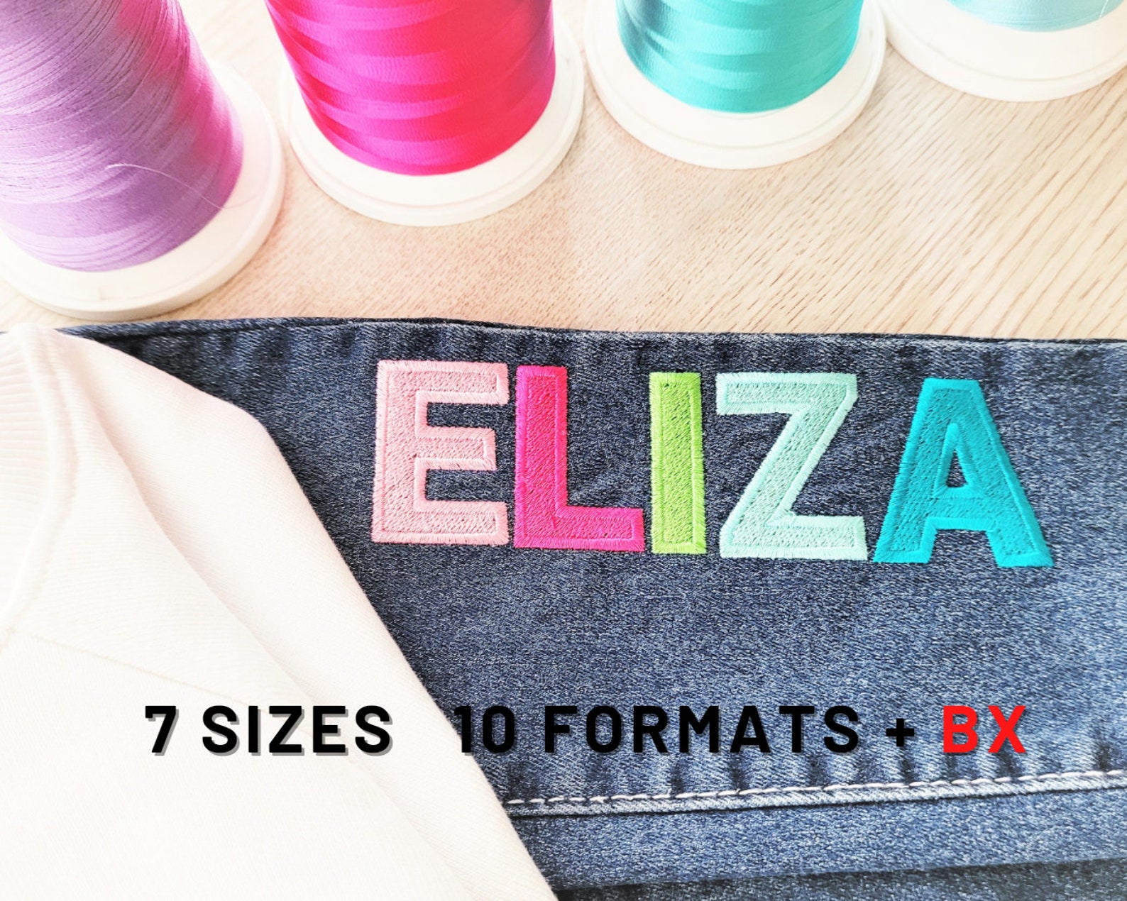 Block Bold Font Fill Stitch and Outline 2 Solid Colors Machine ...