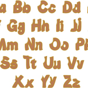 Bitten Alphabet Font Applique Wide Satin Stitch Outline Machine ...