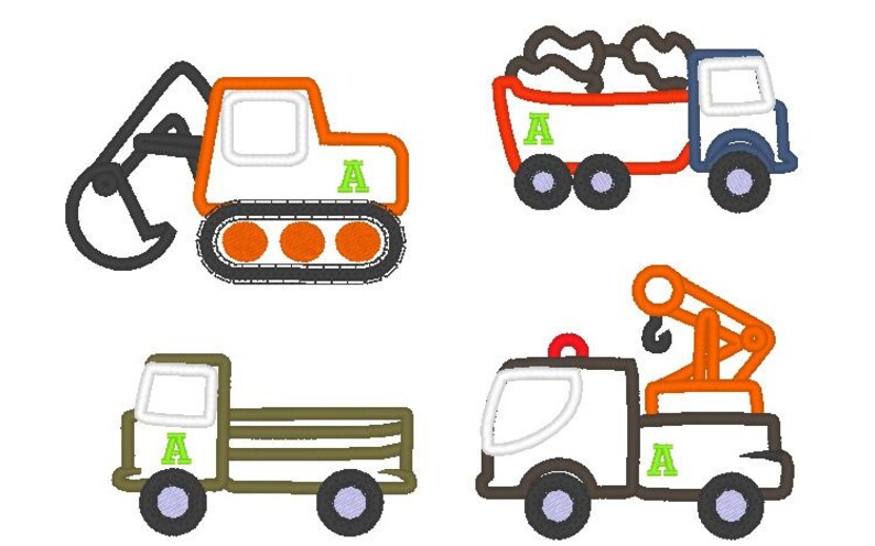 Construction Equipment 4 Elements Machine Embroidery - Etsy