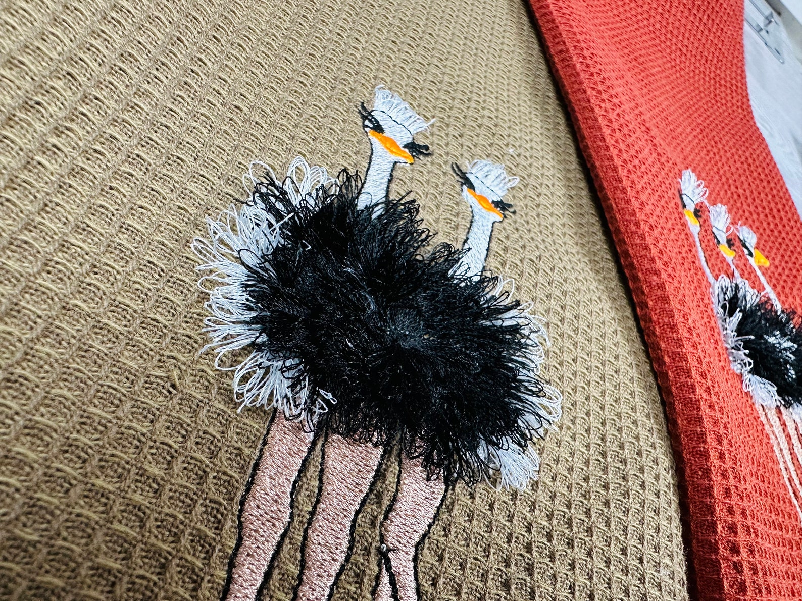 Fringed Fluffy Ostrich Flock of 2 Ostriches Machine Embroidery Designs ...