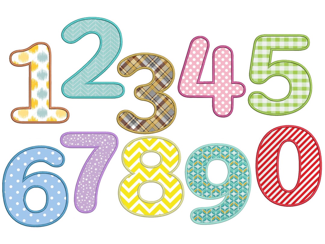 Retro Number Applique Rounded Wide Satin Stitch Font Kids Outfit ...