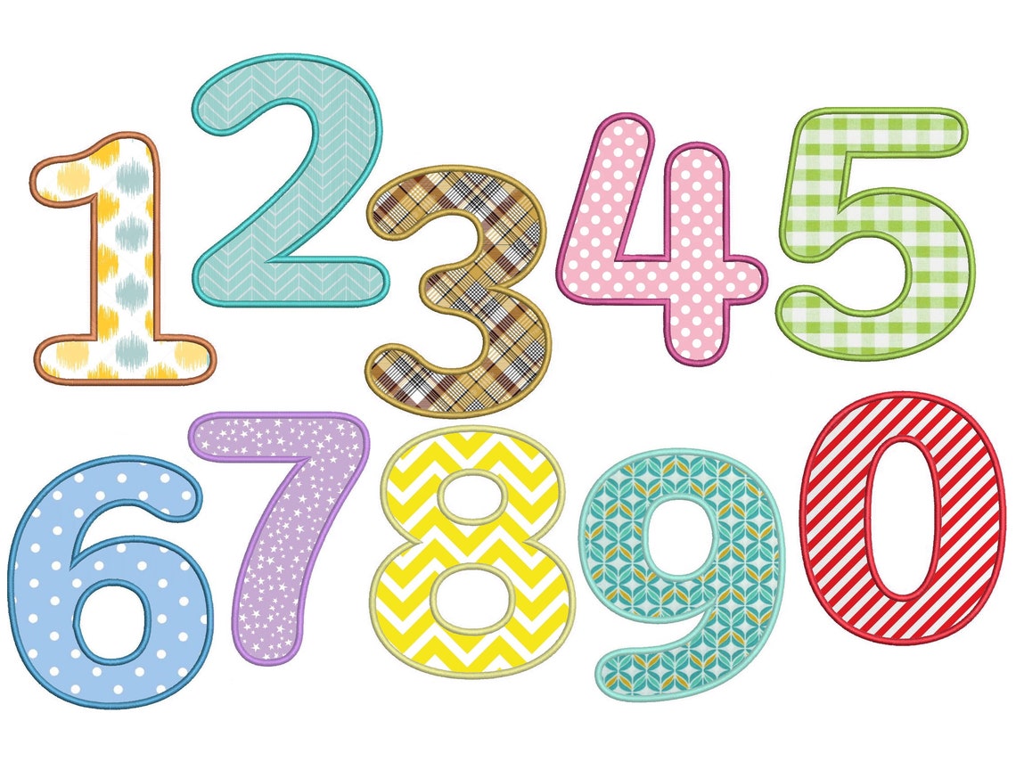 Retro Number Applique Rounded Wide Satin Stitch Font Kids Outfit ...