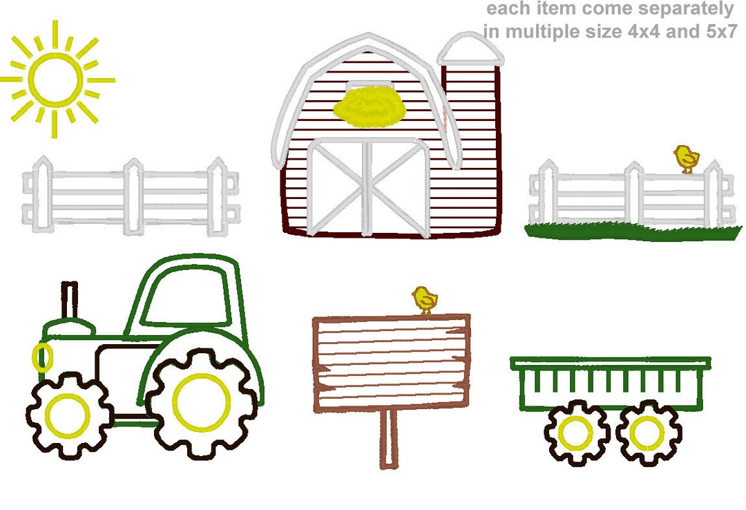Cute Farm for Boys - Machine Embroidery Applique Designs BIG Set ...