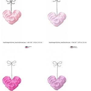 Hanging Fringed Fluffy Heart Valentine Day Machine Embroidery Design ...