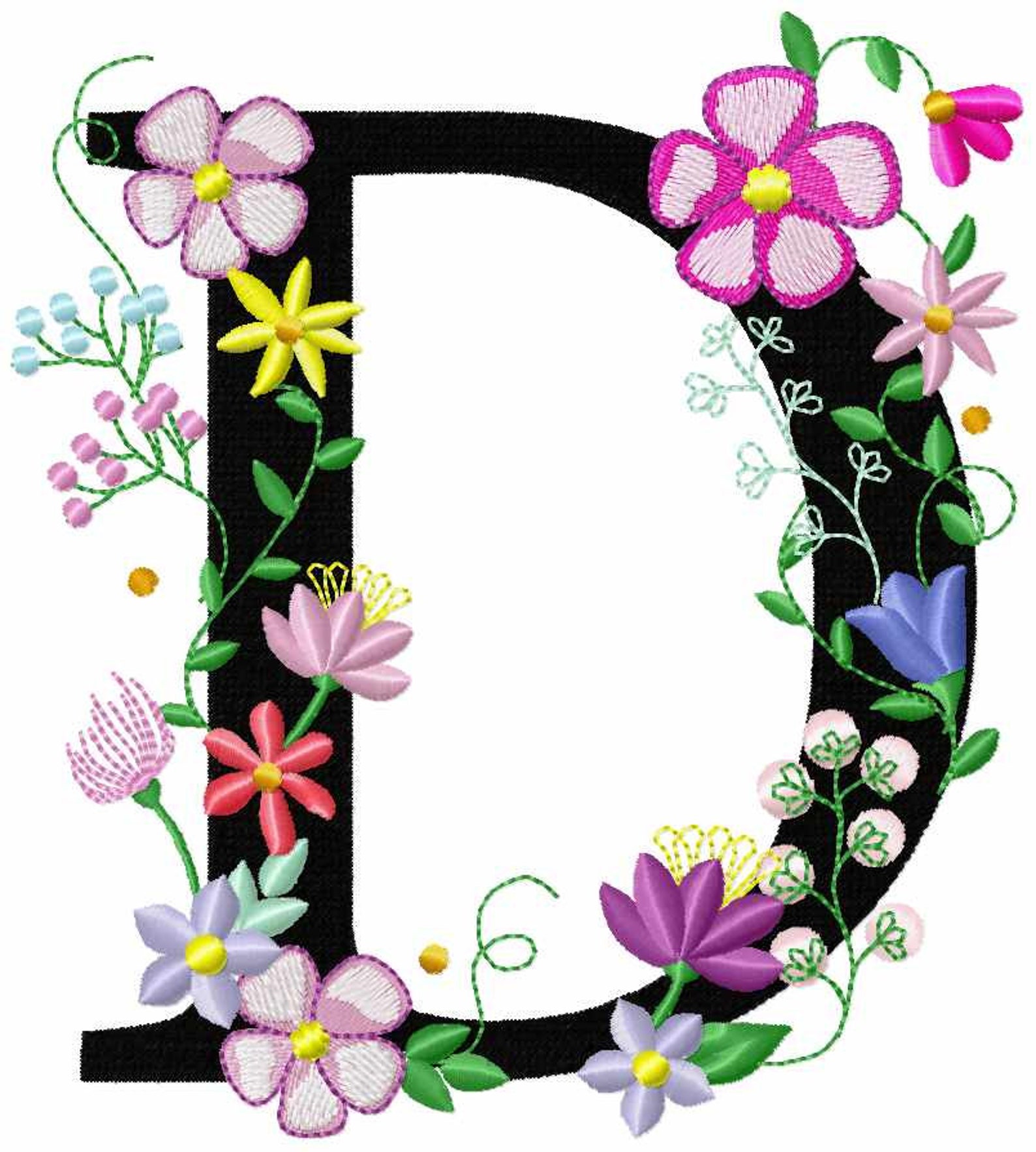 Floral Whole Alphabet Garden Flag Monogram Lace Swirl Flowers Block ...