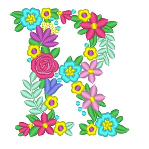 Floral Letter R Garden Flag Monogram Liberty Fashioned Flowers Flower ...