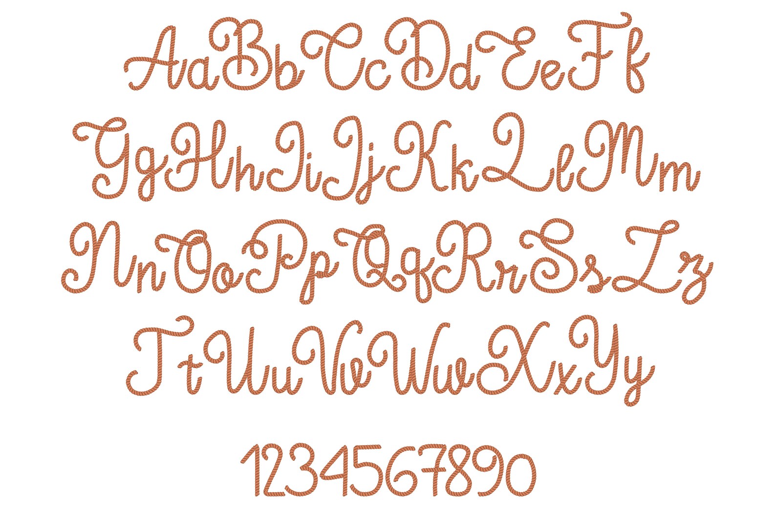 Rope FONT Machine Embroidery Designs in Assorted Mini Sizes Alphabet ...