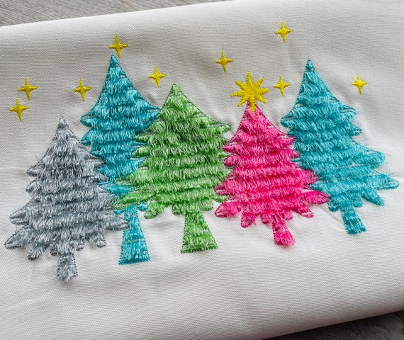 Fringed Fluffy Christmas Trees in a Row Pine Forest Cute - Etsy