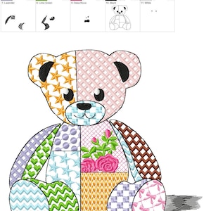 Cute Little Patchwork Teddy Bear Awesome Patterned Teddy Outline ...