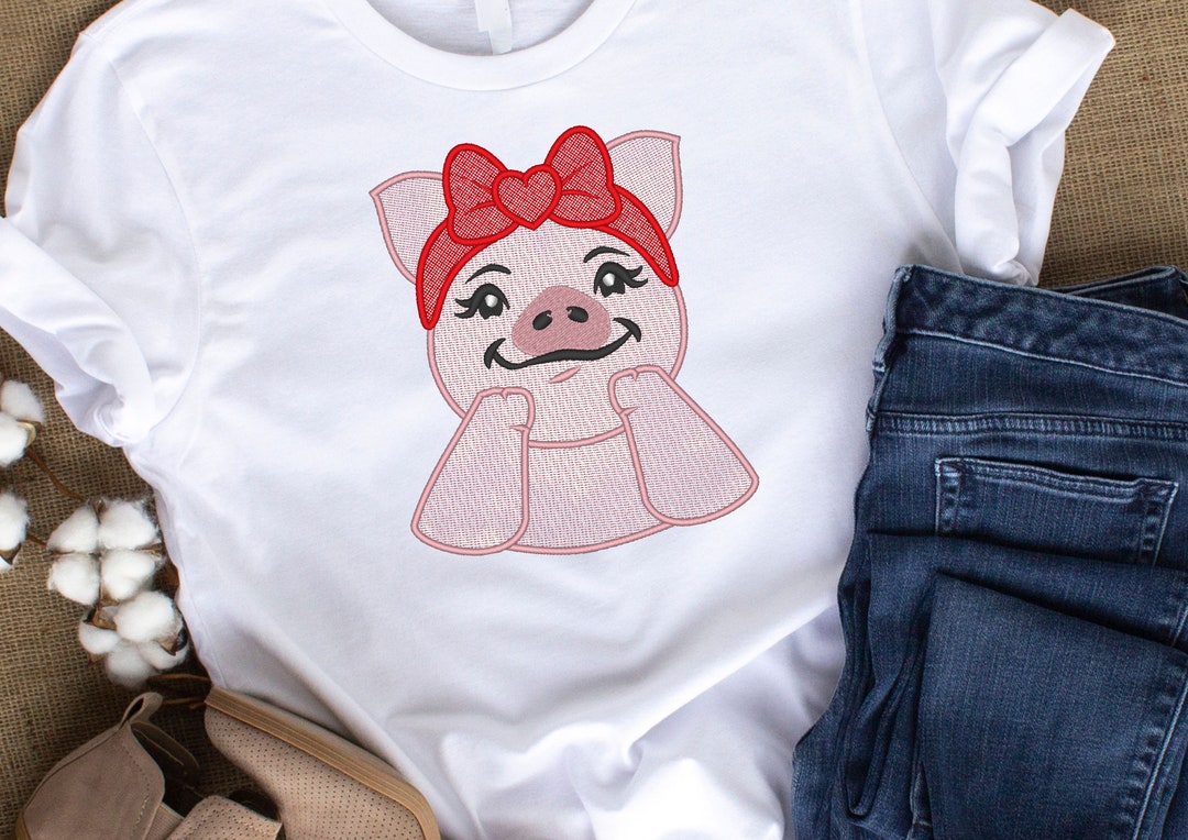 Adorable Piggy Piggie Pig Piglet With Bandanna Bow Farm Animal Girl ...