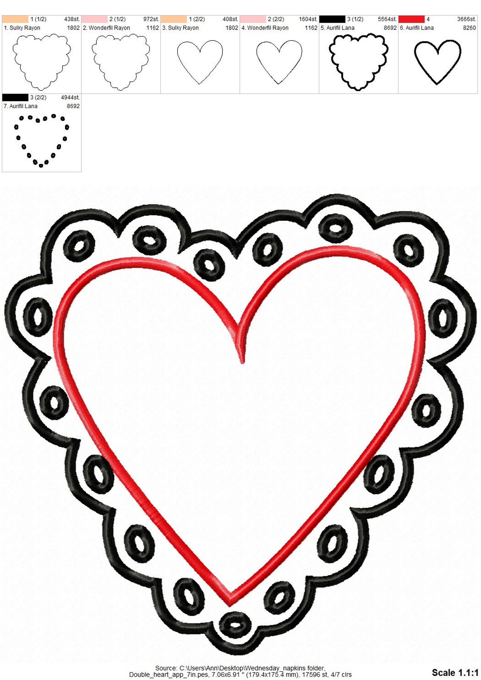 Wednesday Dark Style Dolly Old Fashioned Valentine Heart Applique ...
