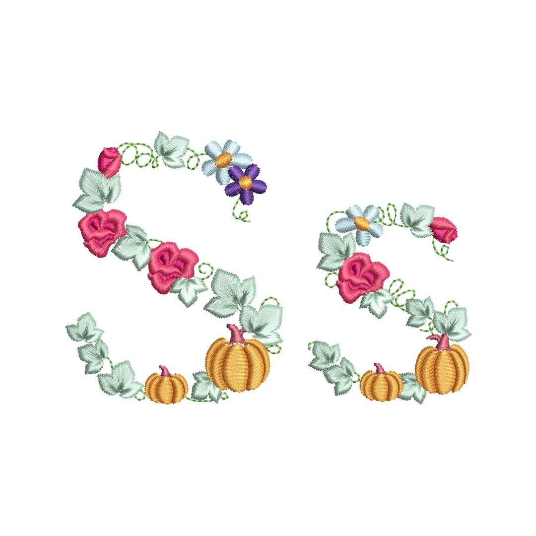 Pumpkin Floral Letters S and S Uppercase and Lowercase Letters Ss ...