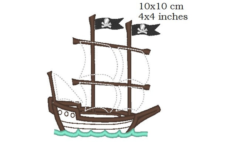 Pirate Ship Machine Embroidery Design With Triple Stitch and - Etsy