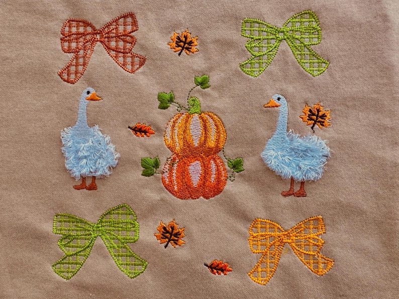 Thanksgiving Fall Pumpkin Goose SET of 5 Designs Bows in a Row Bow ...