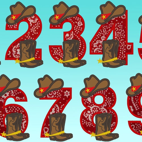 Little Cowgirl Birthday Numbers Whole Set Machine - Etsy